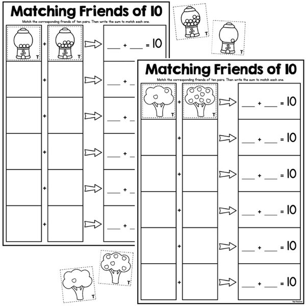 Rainbow Facts Friends of Ten Worksheet - Top Teacher