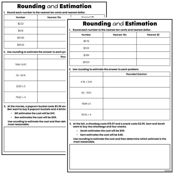 Rounding: Estimation Worksheets - Top Teacher