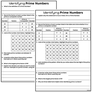 Prime, Composite & Square Numbers Worksheets - Top Teacher