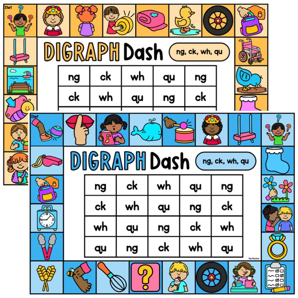 Digraph Dash Game: ng, ck, wh, qu - Top Teacher