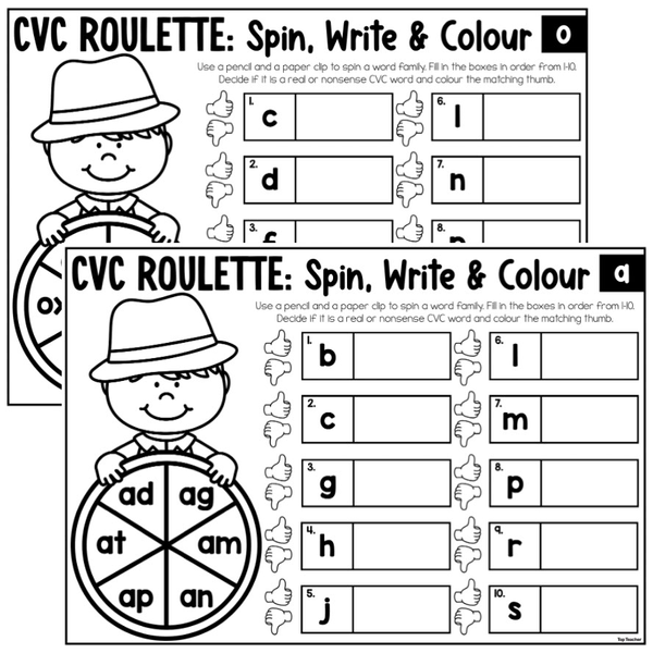 CVC Balloon Task Cards - Top Teacher