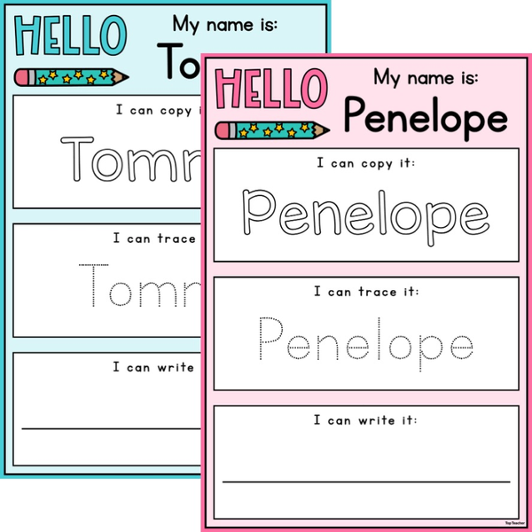Name Tracing Mats: Back to School - Top Teacher