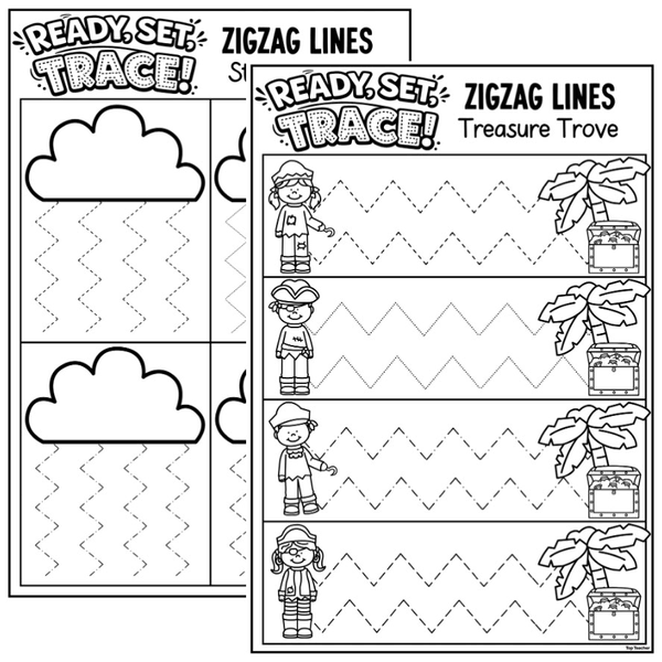 Pre-Writing Patterns: Zigzag Lines Worksheets - Top Teacher