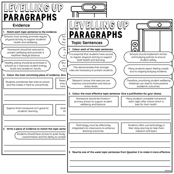 Paragraph Structure Worksheets: PEEL - Top Teacher