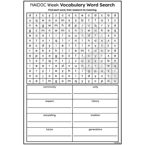 Reconciliation Week: Vocabulary Word Search Worksheets - Top Teacher