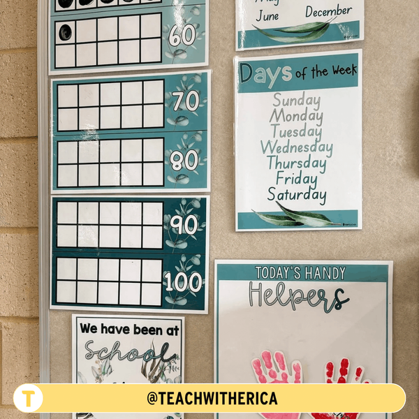 Days at School Tens Frame Eucalyptus - Top Teacher