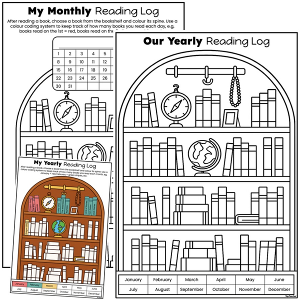 Bookshelf Reading Log Worksheets - Top Teacher
