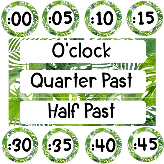 Clock Labels Tropical - Top Teacher