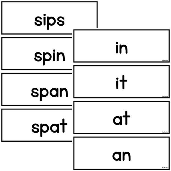 Decodable Word Cards: satpin - Top Teacher