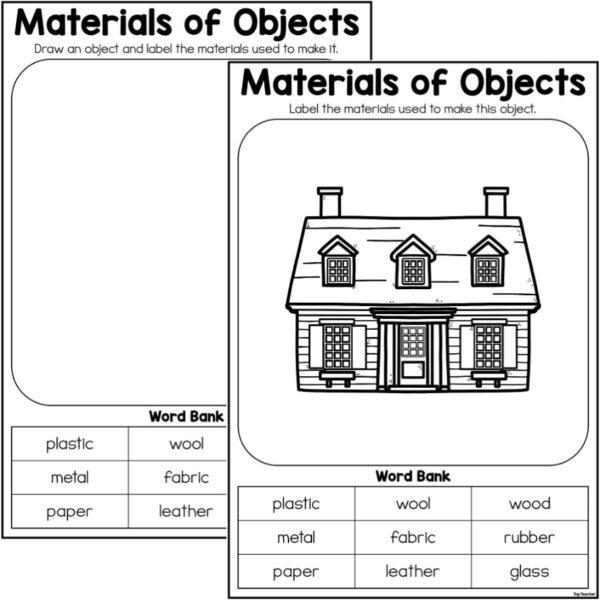 Labelling Materials of Objects Worksheets - Top Teacher