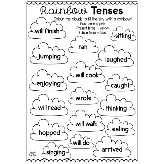 Rainbow Tenses Worksheet - Top Teacher