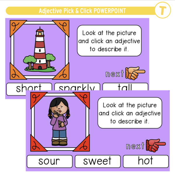 Adjective Pick & Click POWERPOINT - Top Teacher