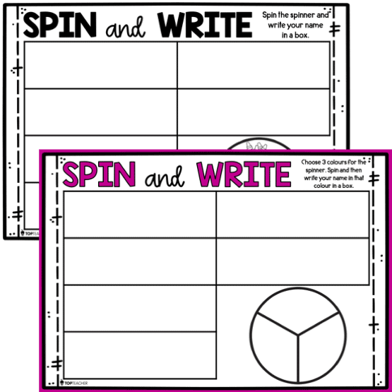 Spin & Write Names - Top Teacher