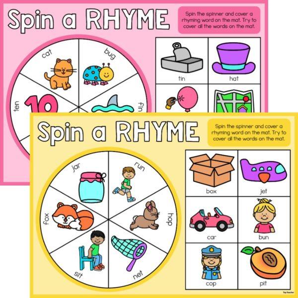 Spin a Rhyme: Identifying Rhyming Pairs Game - Top Teacher