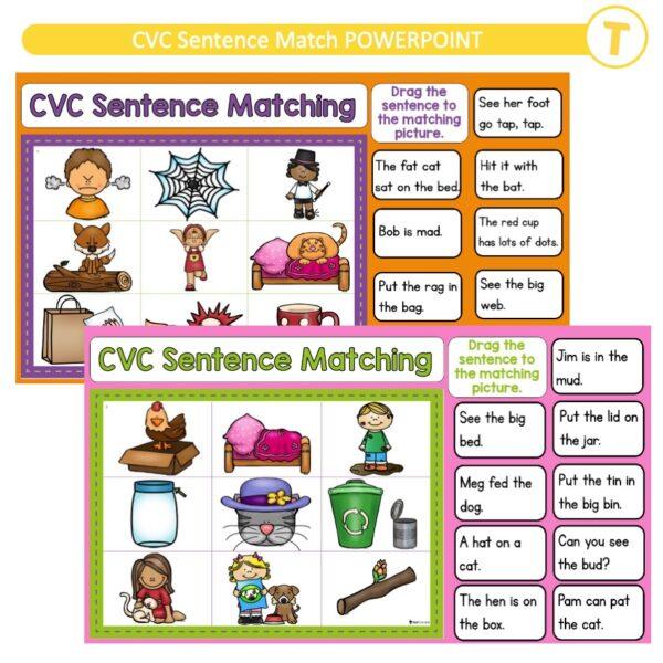 CVC Sentence Match POWERPOINT - Top Teacher