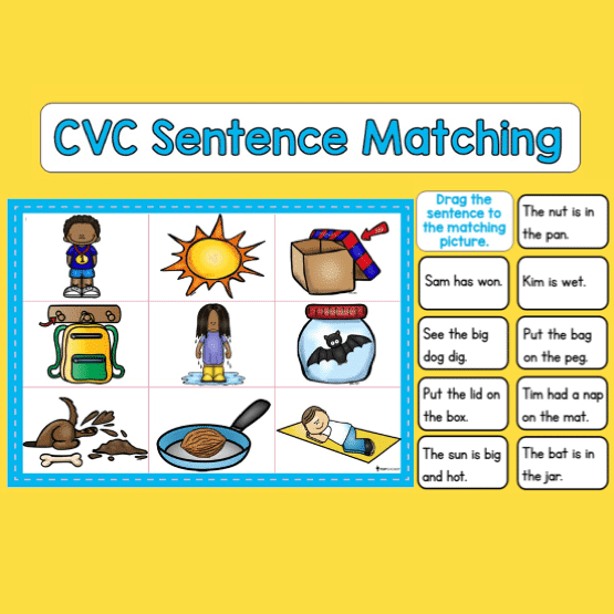 CVC Sentence Match POWERPOINT - Top Teacher