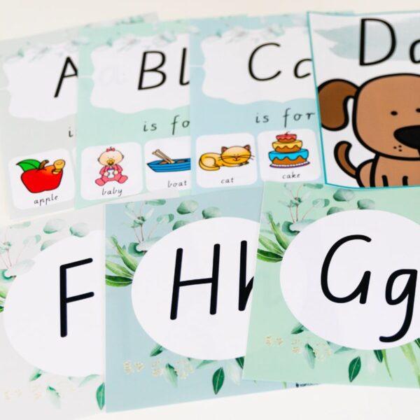 Alphabet Trio Posters Eucalyptus - Top Teacher