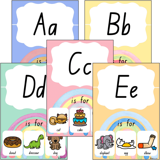 Alphabet Posters (One Image) Rainbow - Top Teacher