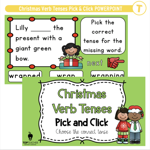 Christmas Verb Tenses Pick & Click POWERPOINT - Top Teacher