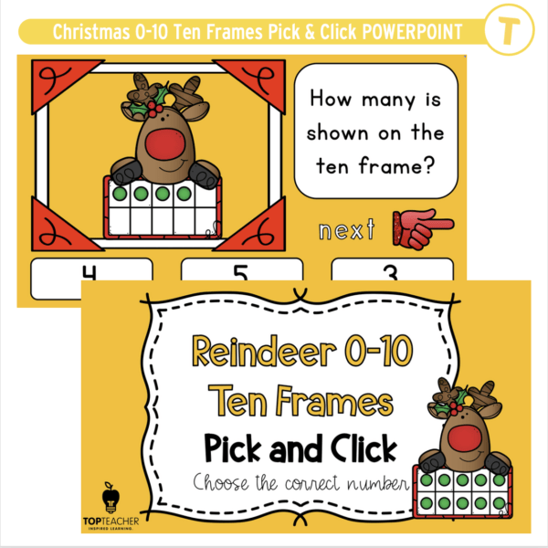 Christmas 0-10 Ten Frames Pick & Click POWERPOINT - Top Teacher