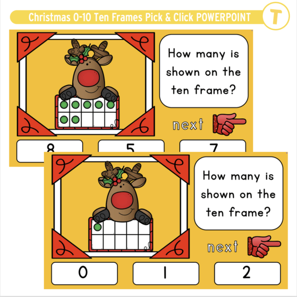 Christmas 0-10 Ten Frames Pick & Click POWERPOINT - Top Teacher