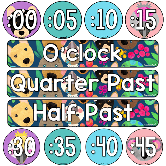 Clock Labels Animalia - Top Teacher