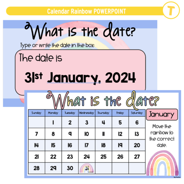 2026 Calendar Rainbow POWERPOINT - Top Teacher