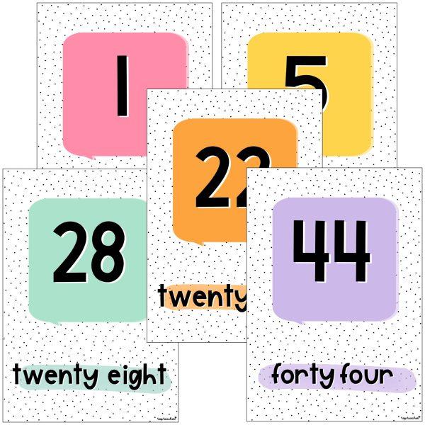 Number Posters 0-100 Good Vibes Spots - Top Teacher