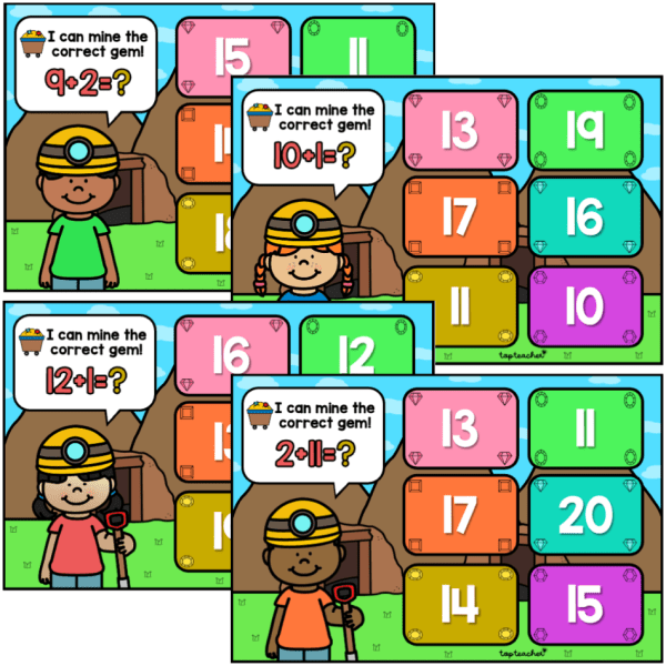 Addition within 20 Task Cards: Mining Gems - Top Teacher