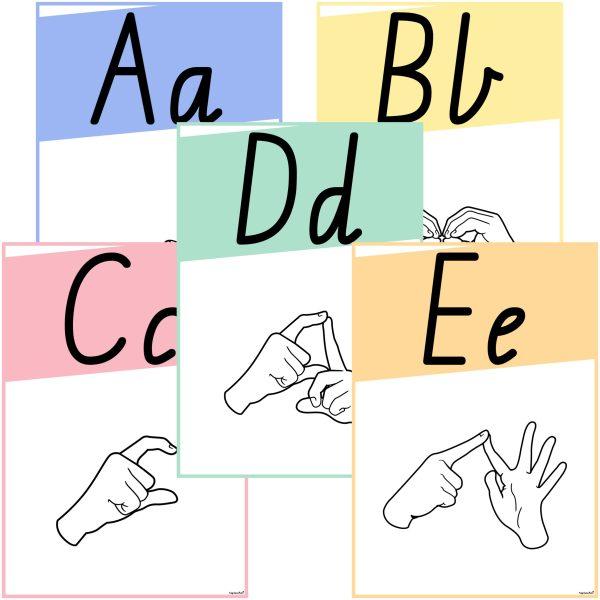 Auslan Alphabet Posters B&W - Top Teacher