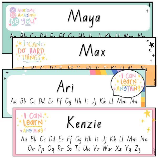 Alphabet Desk Mats Name Good Vibes - Top Teacher