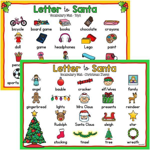 Letter to Santa Vocabulary Mat - Top Teacher