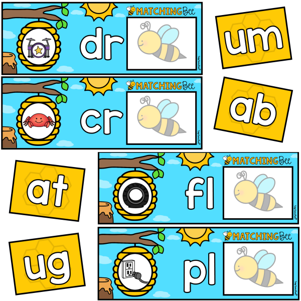 CCVC & CVCC Words Task Cards: Matching Bee - Top Teacher