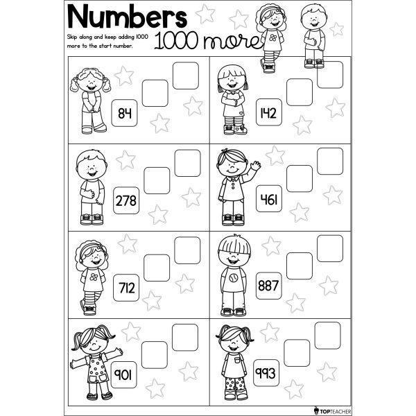 Numbers 1,000 More Worksheet - Top Teacher
