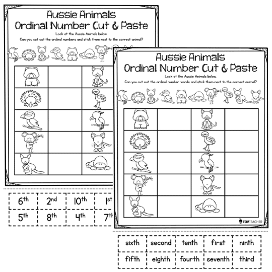 Ordinal Numbers Clipart Worksheet