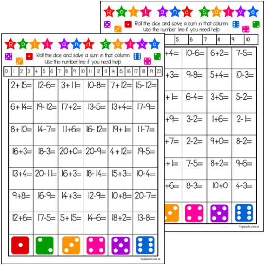 Roll & Solve: Addition to 10 & 20 - Top Teacher