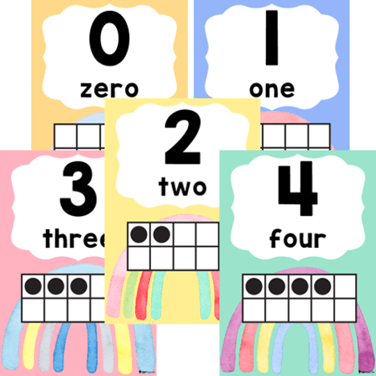 Tens Frame Posters to 20 Rainbow - Top Teacher