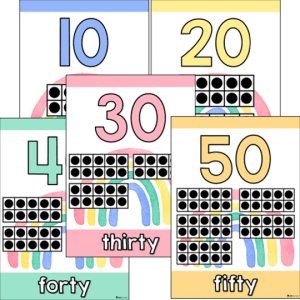 Tens Frame Posters to 20 Rainbow - Top Teacher