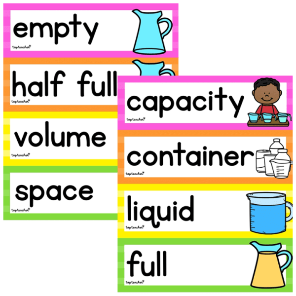 Capacity Word Cards - Top Teacher