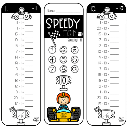 Speedy Maths Booklet 4: Subtraction to 10 - Top Teacher