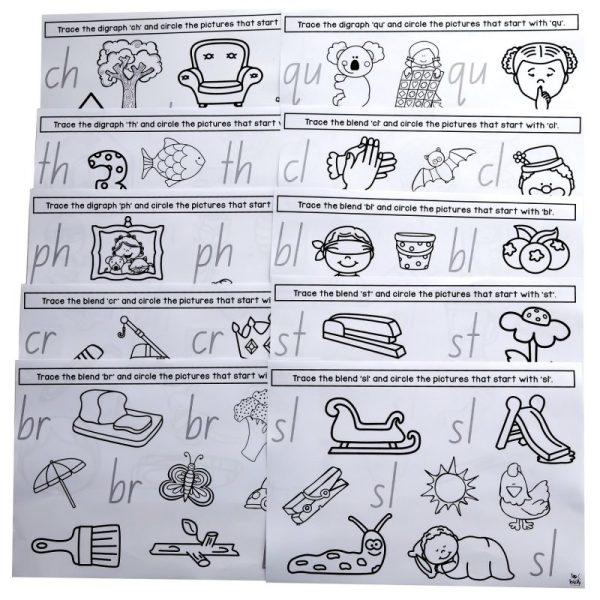 Blends & Digraphs Trace & Colour - Top Teacher