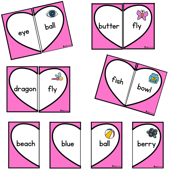 Compound Word Conversation Hearts Activity - Top Teacher