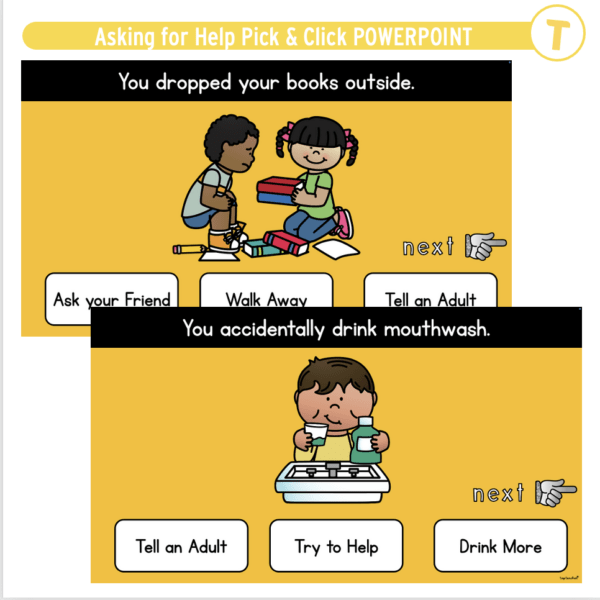 Asking for Help Pick & Click POWERPOINT - Top Teacher