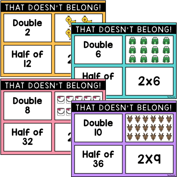 That Doesn’t Belong! Doubling & Halving Task Cards - Top Teacher
