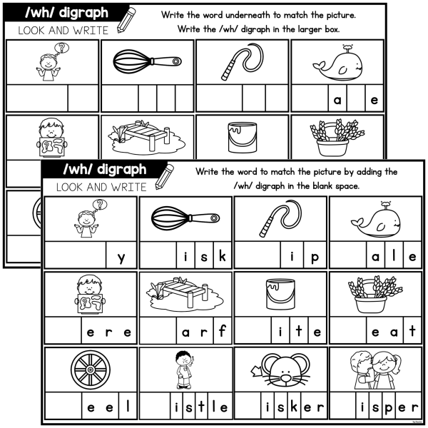 WH Digraph: Look & Write Worksheets - Top Teacher