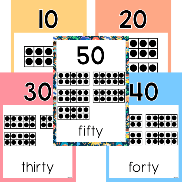 Tens Frame Posters to 100 Hero Kids - Top Teacher