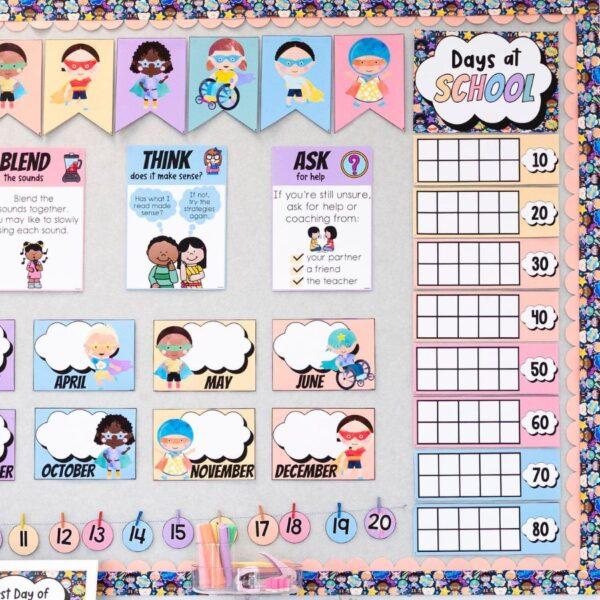 Days at School Tens Frame Hero Kids - Top Teacher
