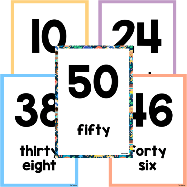 Number Posters 0-100 Hero Kids Print - Top Teacher
