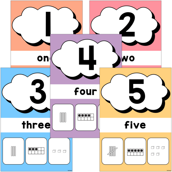 Number Posters 0-100 Hero Kids Print - Top Teacher