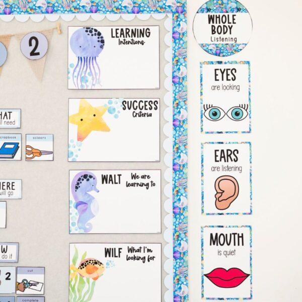 Whole Body Listening Posters Ocean Wonderland - Top Teacher